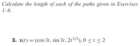 Solved Calculate The Length Of Each Of The Paths Given In