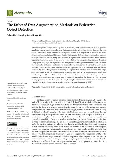 Pdf The Effect Of Data Augmentation Methods On Pedestrian Object