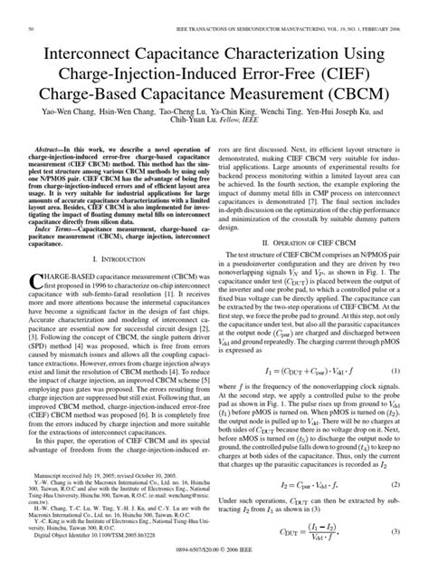 Interconnect Capacitance Characterization Using Charge Injection