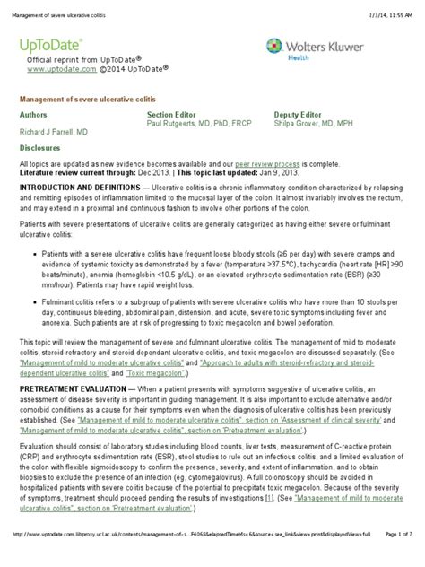 Pdf Management Of Severe Ulcerative Colitis Dokumen Tips