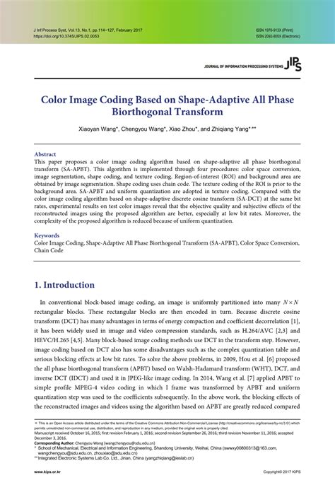 Pdf Color Image Coding Based On Shape Adaptive All Phase Biorthogonal Transform