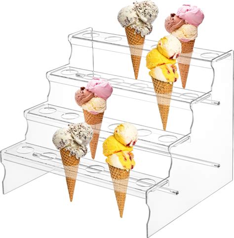 Yarlung Acrylic Ice Cream Cone Display Stand 24 Holes