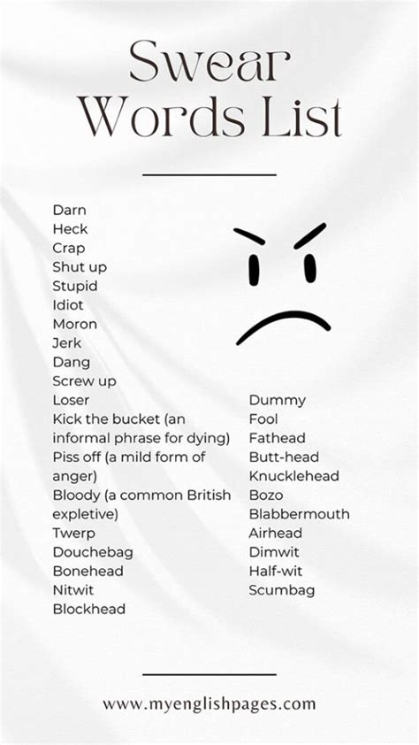 British Swear Words A List Of Common Swear Words In English In