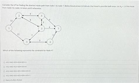 Solved Consider The Lp For Finding The Shortest Route Path