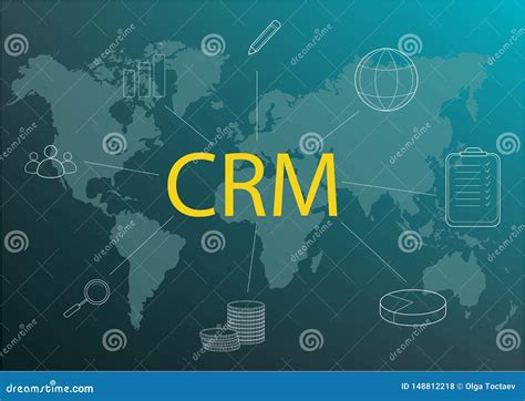 CRM Concept Design With Vector Elements Flat Icons Of Accounting System Graphics Clients