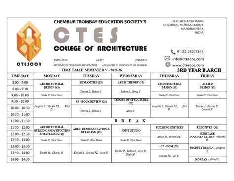 Timetable 3rd Year 2025 26 1 Pdf