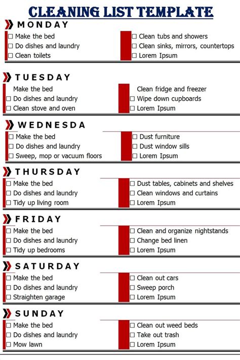 Free List Template Excel Word Templates