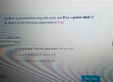 Solved Let R Be A Commutative Ring With Unity And P Be A