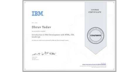 Dhruv Yadav On Linkedin Completion Certificate For Introduction To Web Development With Html Css