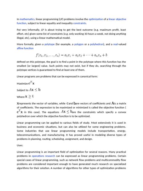 Lo Pdf Linear Programming Mathematical Optimization