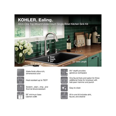 Kohler Dual Mount 33 In X 22 In Matte Black Composite Single Bowl 2