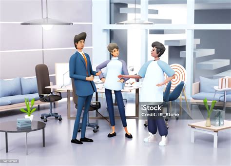 사무실에서 함께 일하고 프로젝트에서 협력하고 이야기하고 아이디어를 공유하는 성공적인 비즈니스 사람들 3d 렌더링 그림 It 지원에 대한 스톡 사진 및 기타 이미지 Istock