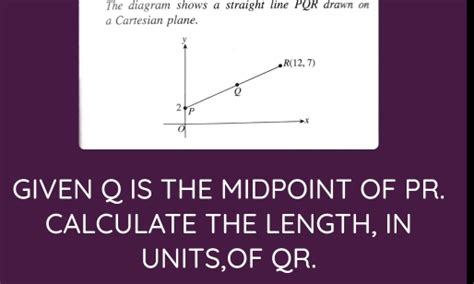 Solved The Diagram Shows A Straight Line Pqr Drawn On A Cartesian Plane Given Q Is The