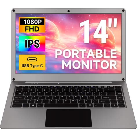 ELECROW Portable Monitor 14 1080P FHD USB C Portable Laptop Monitor W Keyboard Built In Battery