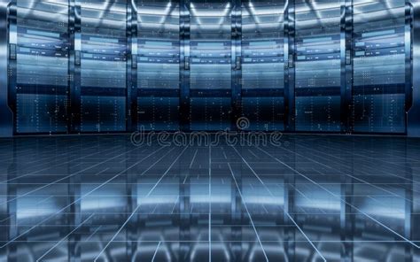 sever racks and data center big data and cloud computing concept 3d