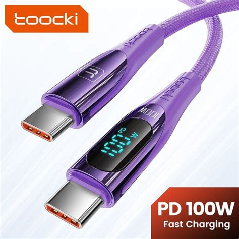Toocki 100W 5A Zinc Alloy USB C To Type C PD Fast Charge USB C To USB C Display Cable For
