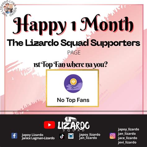 Happy 1st Month The The Lizardo Squad Supporters