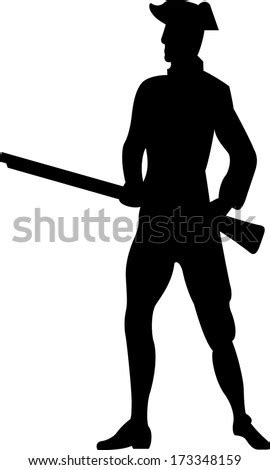 American Revolutionary War Soldier Silhouette Stock Vector 173348159