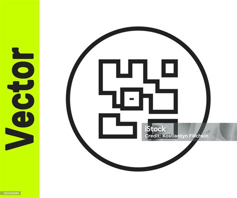 흰색 배경에서 격리된 스마트폰 스캐닝 아이콘용 블랙 라인 Qr 코드 샘플입니다 벡터 0명에 대한 스톡 벡터 아트 및 기타 이미지