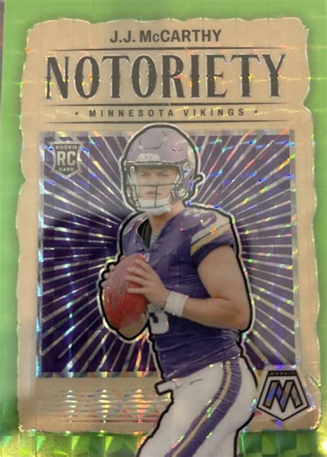 Jj Mccarthy 2024 Mosaic 21 Notoriety Green Fluorescent 10 Price Guide Sports Card Investor