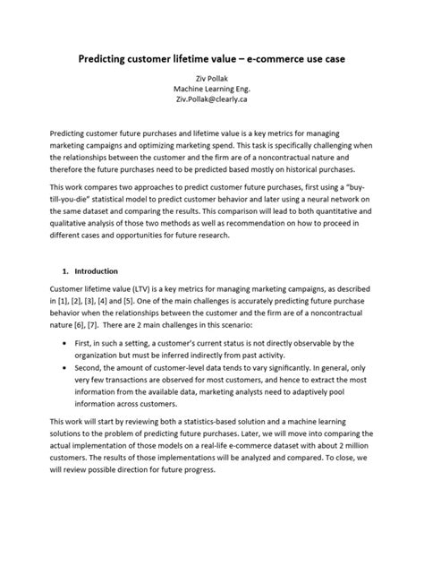 Predicting Customer Lifetime Values Ecommerce U Pdf Machine Learning Statistics