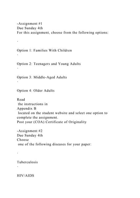 Assignment 1 Due Sunday 4thfor This Assignment Choose From Thdocx
