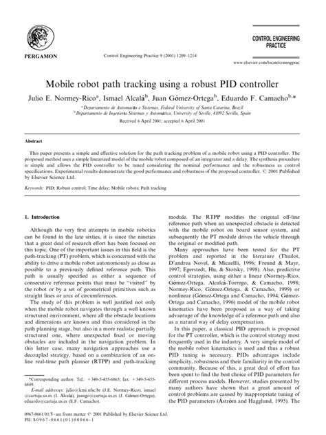 mobile robot path tracking using a robust pid controller pdf