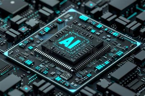 AI Brain Hologram on a Digital Circuit Board, Representing Advanced Technology and Artificial ...
