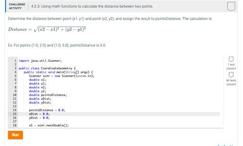 Solved 423 Using Math Functions To Calculate The Distance