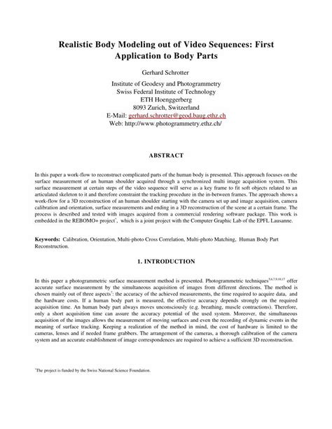 Pdf Realistic Body Modeling Out Of Video Sequences First · Workflow For A 3d