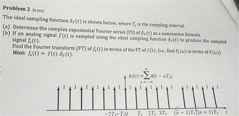 Solved Problem pts The ideal sampling function δT t Chegg