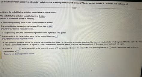 Solved Set Of Final Examination Grades In An Introductory Chegg Com