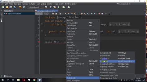Netbeans Collapse And Expand Methods Keyboard Shortcut Key Youtube