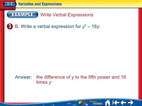 Algebra 1 Translating Verbal And Algebraic Expressions