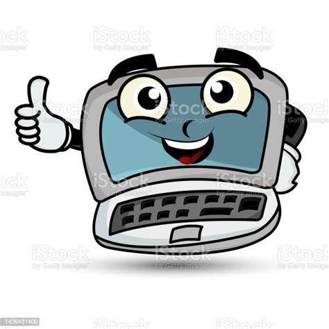 일러스트 레이 션 노트북 마스코트 만화 캐릭터 그림 플랫 스타일 디자인 템플릿 벡터 감정에 대한 스톡 벡터 아트 및 기타 이미지