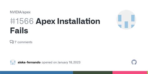 Apex Installation Fails · Issue 1566 · Nvidiaapex · Github