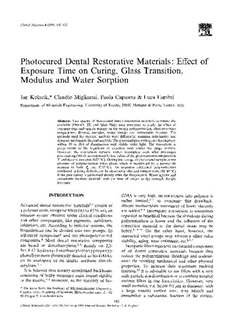 Pdf Photocured Dental Restorative Materials Effect Of Exposure Time