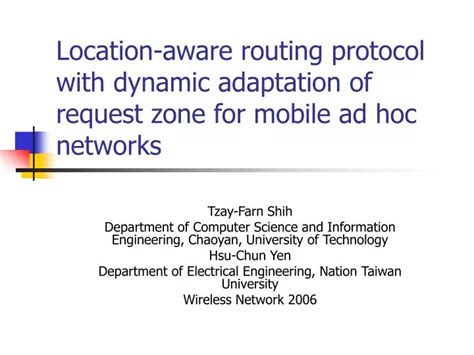 Ppt Location Aware Routing Protocol With Dynamic Adaptation Of