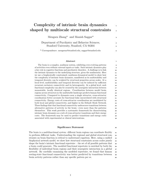 Pdf Complexity Of Resting Brain Dynamics Shaped By Multiscale Structural Constraints