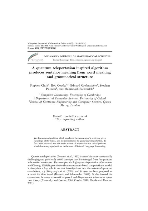A Quantum Teleportation Inspired Algorithm Produces Sentence Meaning