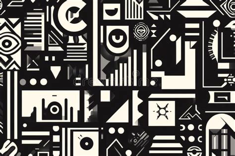 Modern Seamless Pattern Repeating Abstract Geometric Black And White