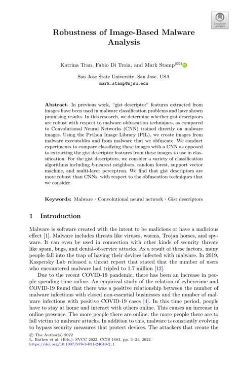 pdf robustness of image based malware analysis