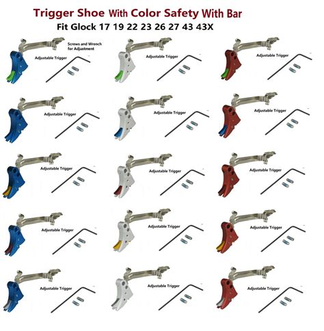 Aluminum Adjustable Color Trigger With Safety Bar For Glock 17 19 26 Gen 1 3 EBay