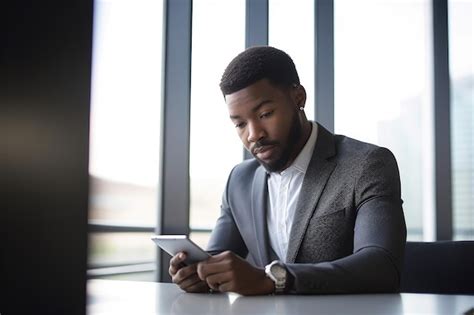 Premium Ai Image Shot Of A Young Man Using A Digital Tablet In His