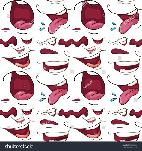 Seamless Different Expressions Mouth Illustration Stock Vector Royalty Free