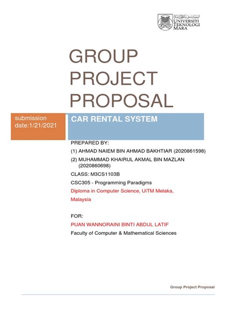 Muhammad Khairul Akmal Bin Mazlan Group Project Proposal Csc305 Pdf