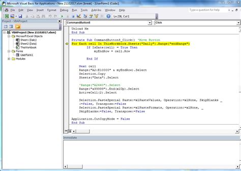 Vba Movepaste Code Not Responding Properly Stack Overflow