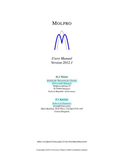 Molpro Pdf Solid State Engineering Applied Mathematics