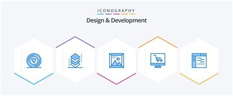 Design And Development 25 Blue Icon Pack Including Startup Product