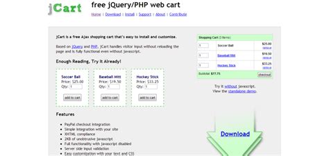Jcart Free Php Ajax Shopping Cart Downloaded Over 63000 Times